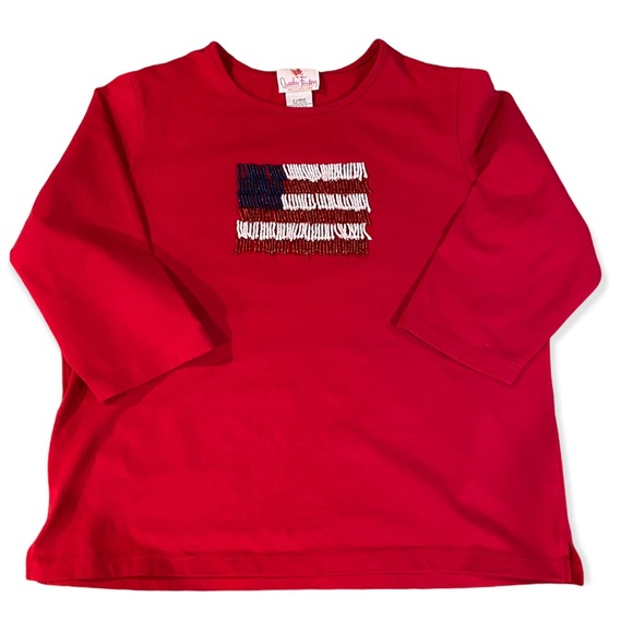 Quacker Factory | Tops | Quacker Factory Red 34 Sleeve Beaded American ...